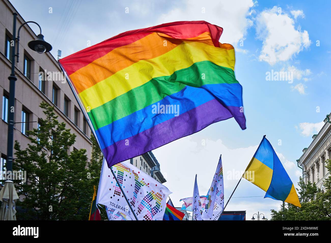 Pride and Unity Flags. A vibrant scene featuring a pride flag Stock ...