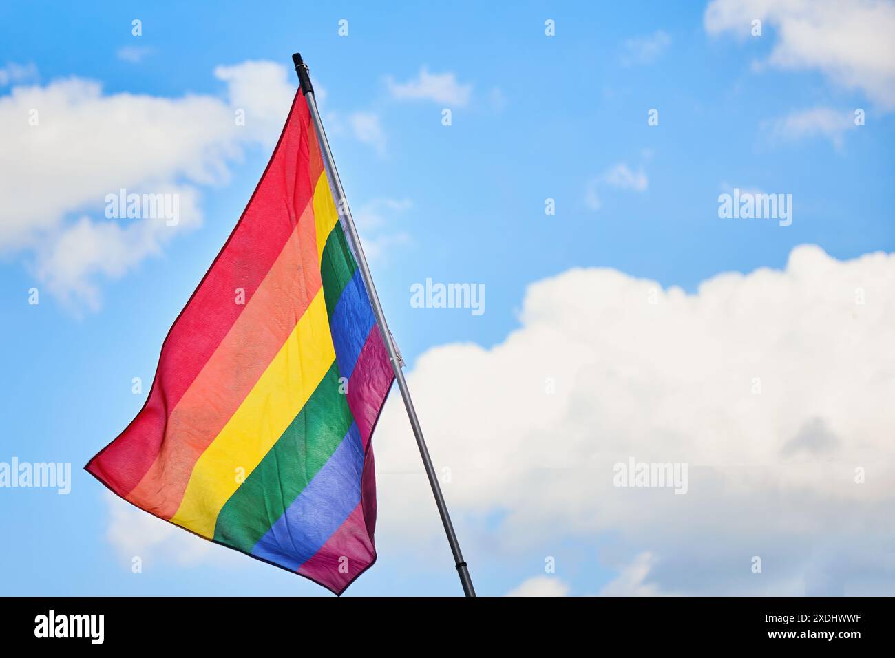 Rainbow Pride Flag. A vibrant scene featuring a pride flag Stock Photo ...