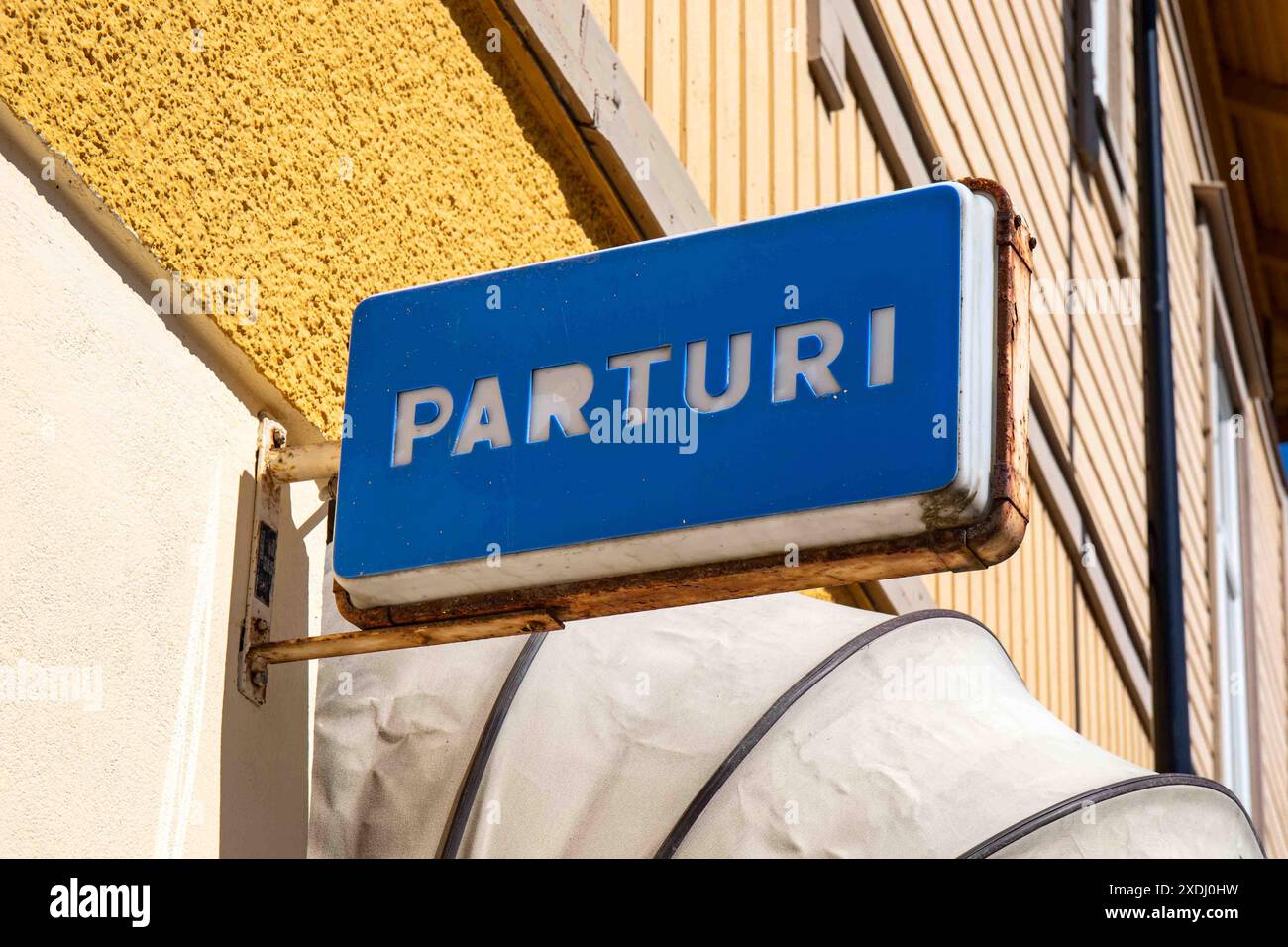 Parturi. Old barber shop cabinet sign in Turku, Finland Stock Photo - Alamy