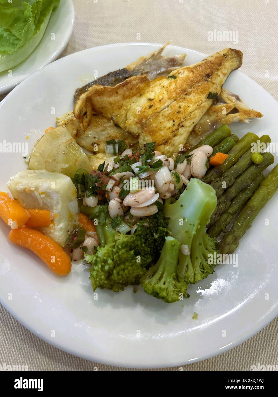 healthy plate of vegetables and fish Stock Photo - Alamy