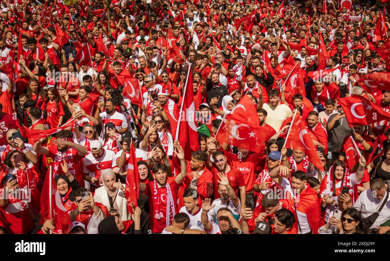 Dortmund, Germany. 22nd Jun 2024. Fan march: Turkish fans on their way ...