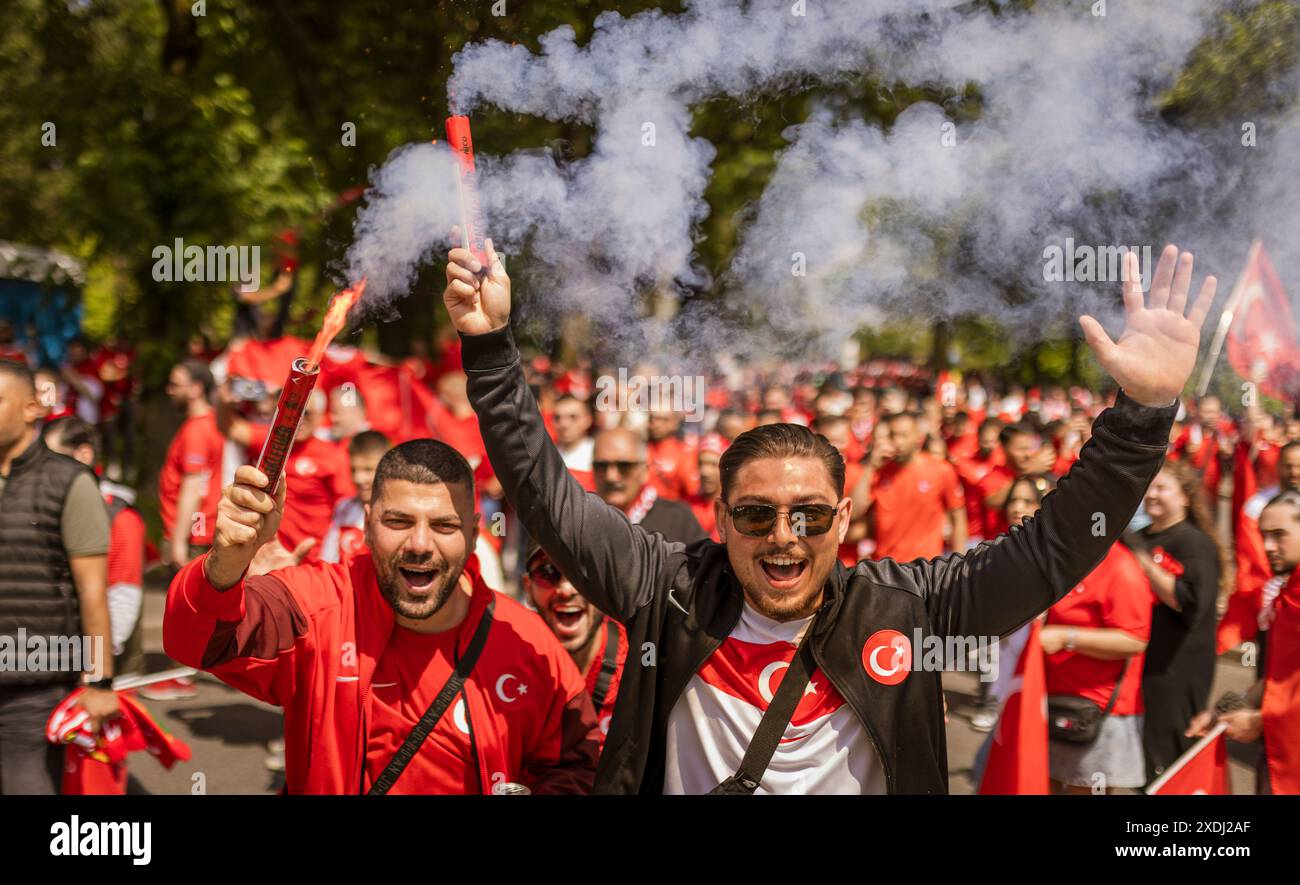 Dortmund, Germany. 22nd Jun 2024. Fan march: Turkish fans on their way ...