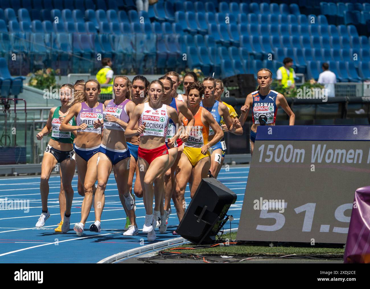 Georgia Bell and Katie Snowden of Great Britain competing in heat two of the womens 1500m at the ...