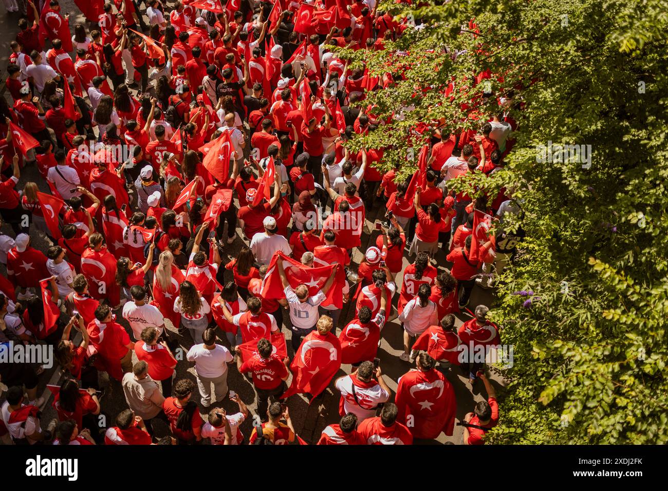 Dortmund, Germany. 22nd Jun 2024. Fan march: Turkish fans on their way ...
