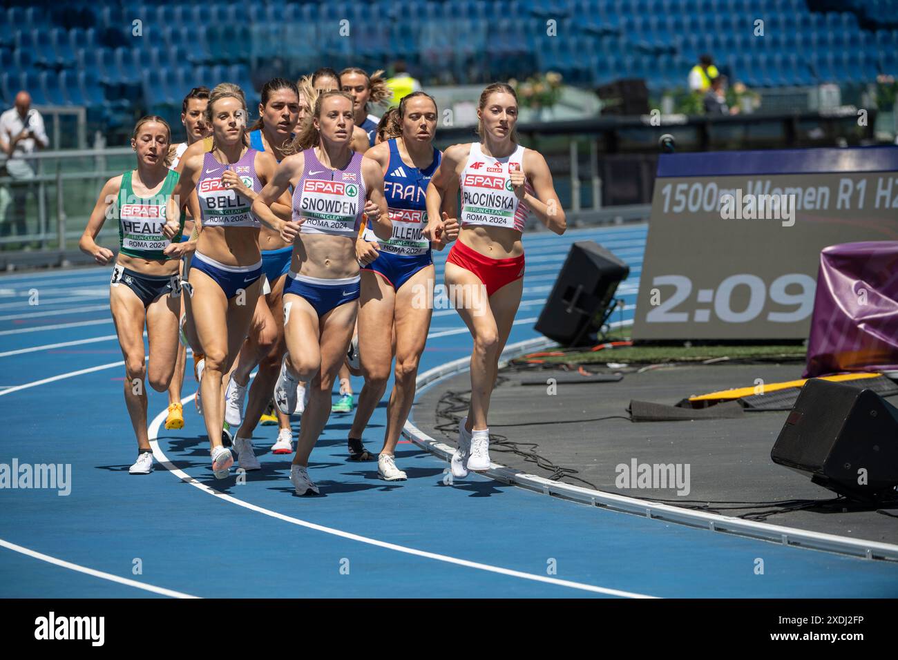 Georgia Bell and Katie Snowden of Great Britain competing in heat two of the womens 1500m at the ...