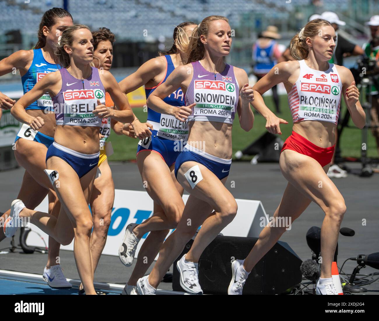 Georgia Bell and Katie Snowden of Great Britain competing in heat two of the womens 1500m at the ...