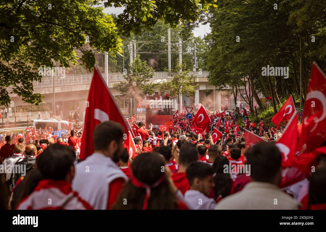 Dortmund, Germany. 22nd Jun 2024. Fan march: Turkish fans on their way ...