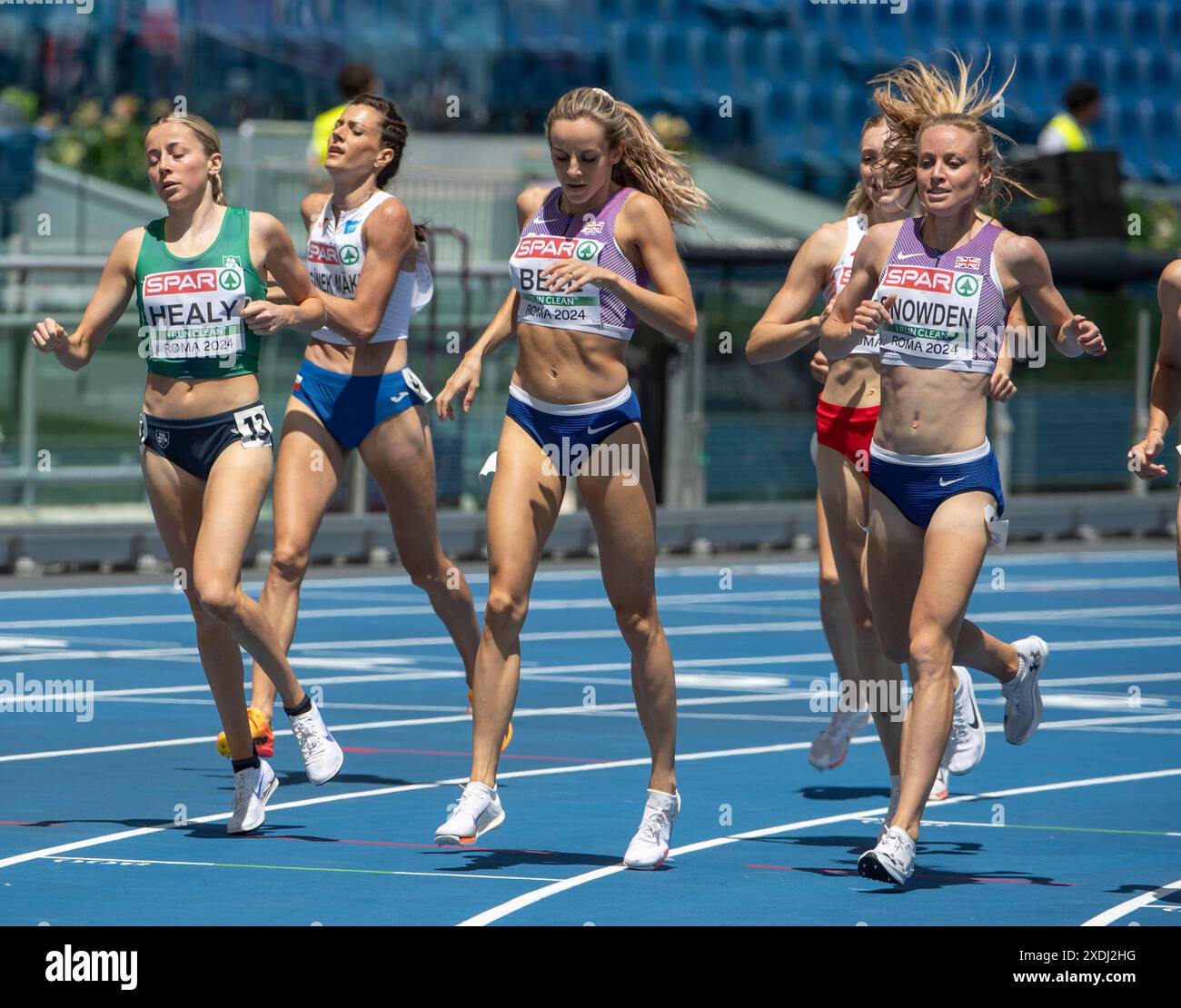 Georgia Bell and Katie Snowden of Great Britain competing in heat two of the womens 1500m at the ...