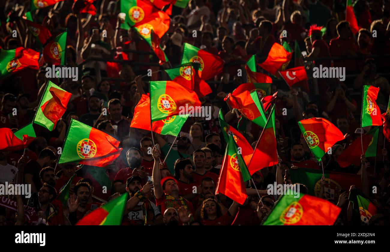 Dortmund, Germany. 22nd Jun 2024. Portuguese sea of flags Fan march ...