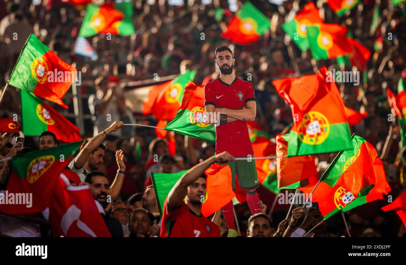 Dortmund, Germany. 22nd Jun 2024. Portuguese sea of flags Fan march ...