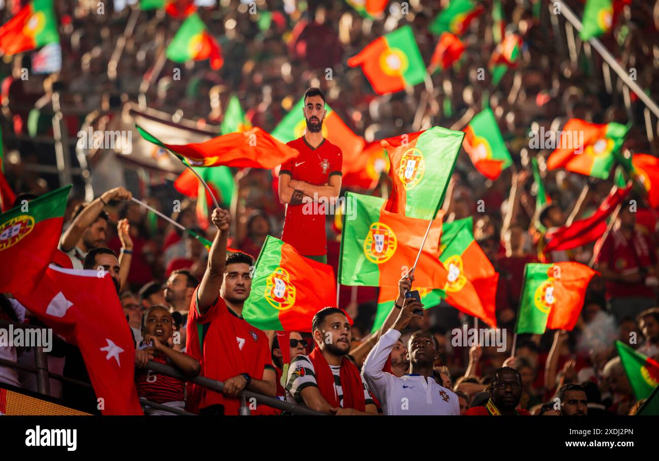 Dortmund, Germany. 22nd Jun 2024. Portuguese sea of flags Fan march ...