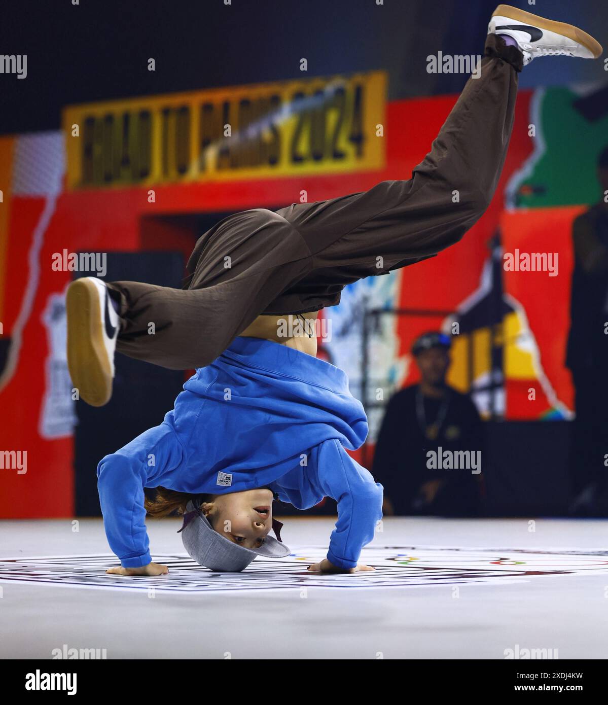 Ami Yuasa of Japan competes in the women's breaking round robin battle ...