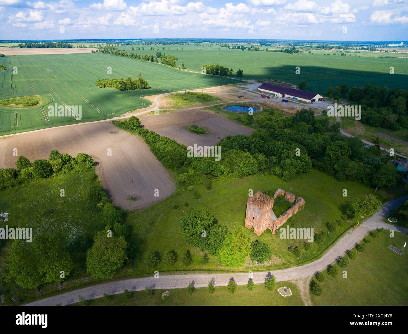 Ruins of Lutheran church in Borki, Bartoszyce district, Poland (former ...