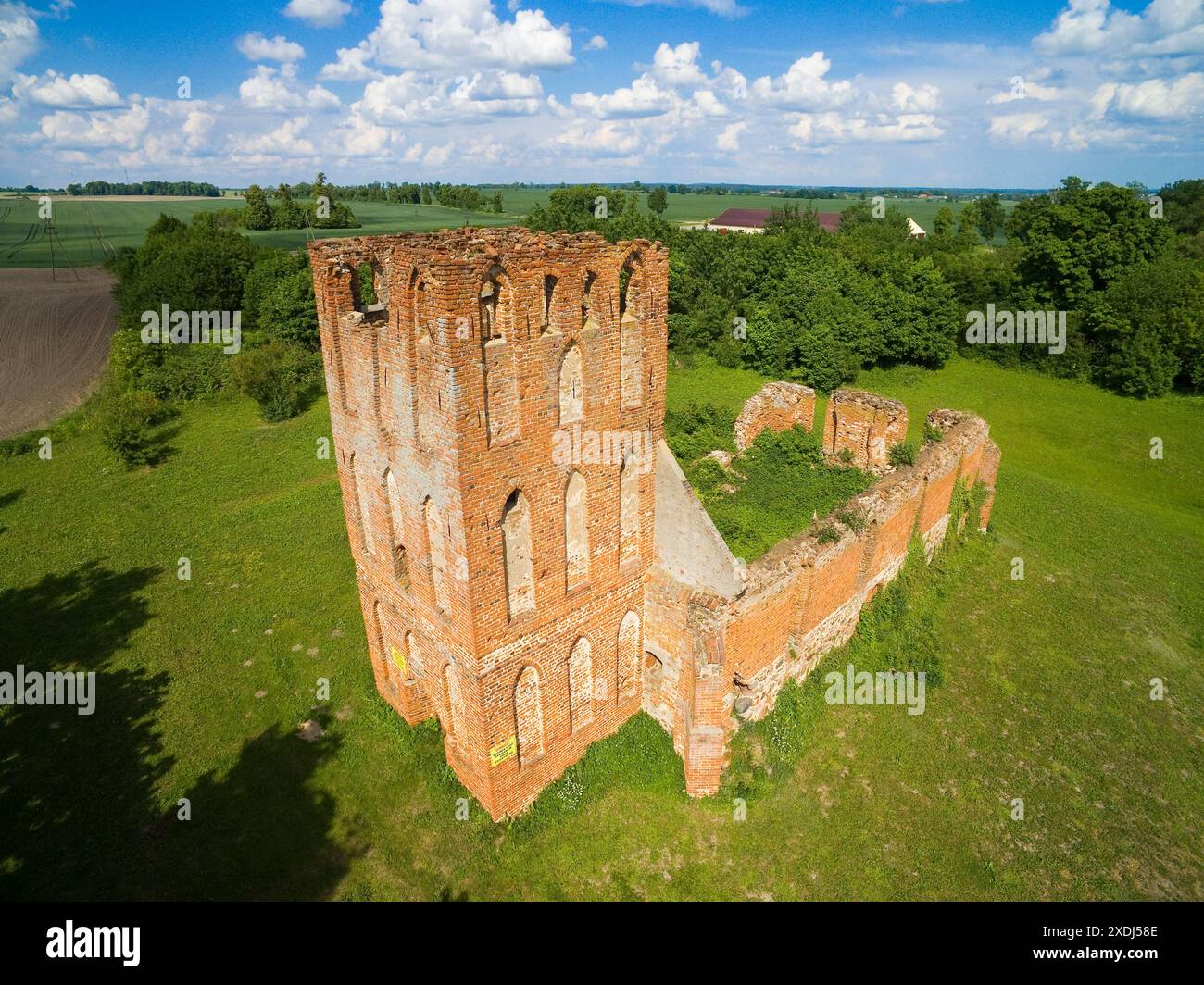 Ruins of Lutheran church in Borki, Bartoszyce district, Poland (former ...