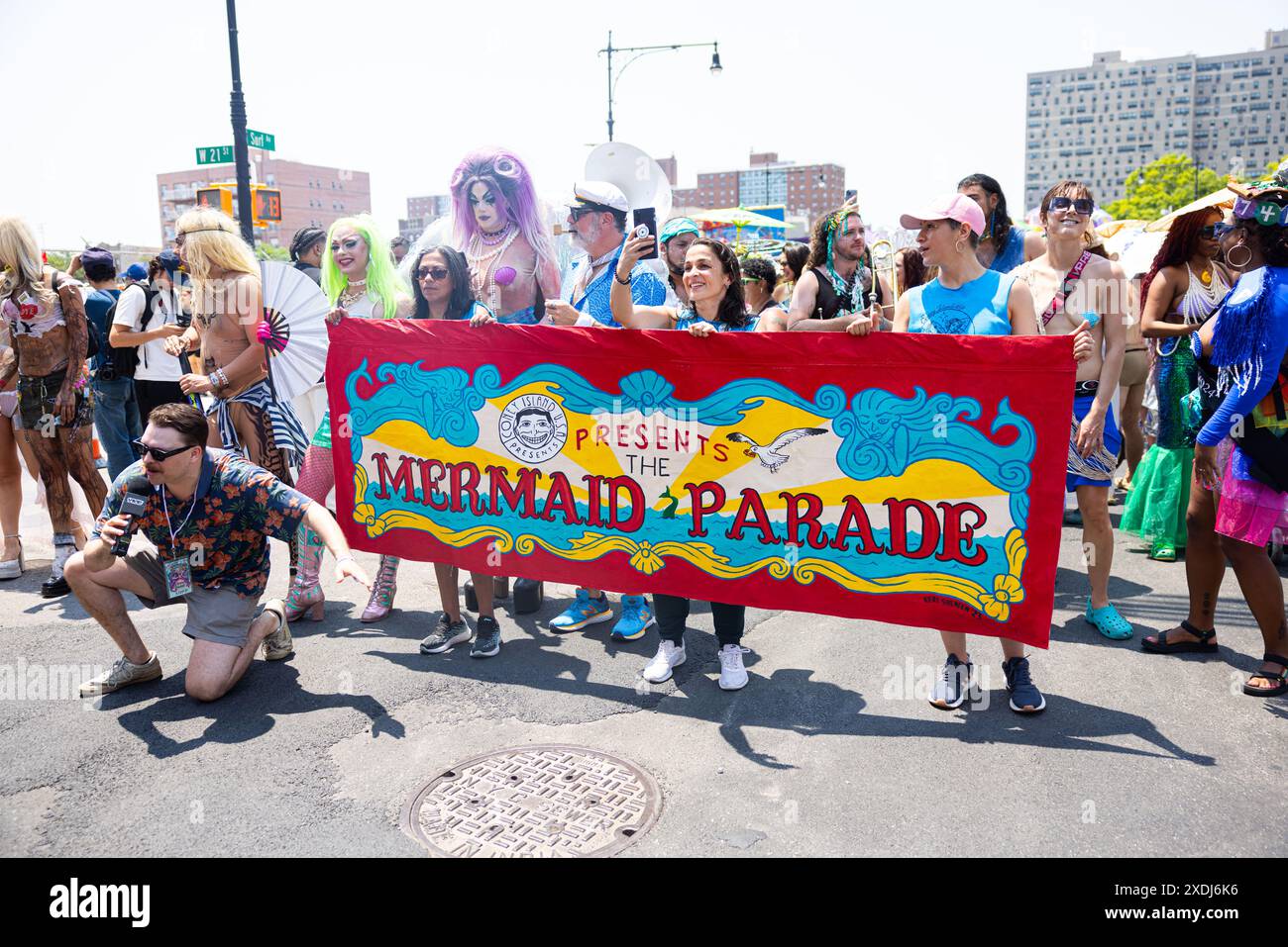 Participants of the 42nd Annual Mermaid Parade gathered at Coney Island ...