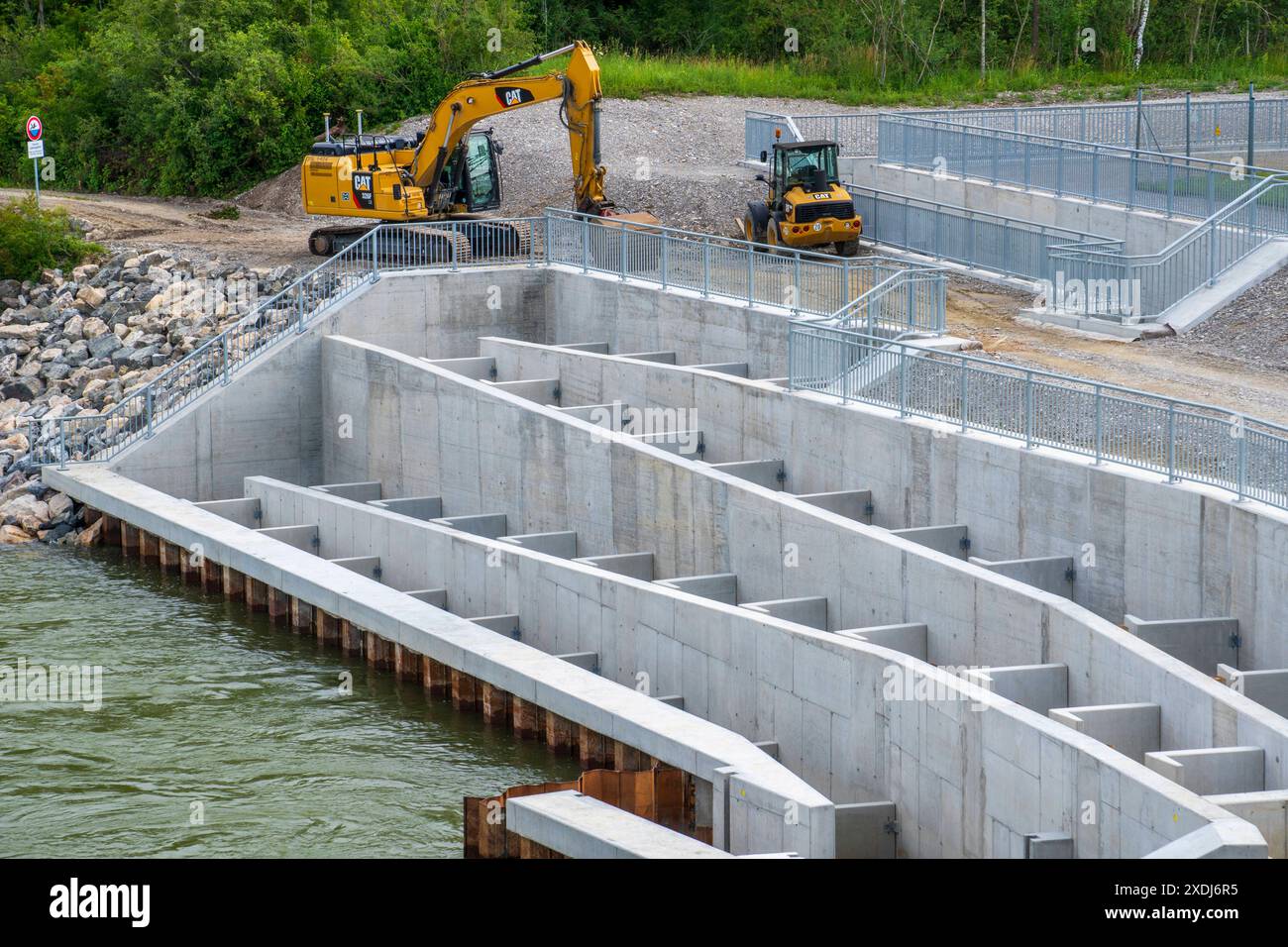 Fischtreppe am Lech Im Bau befindliche Fischtreppe für Laichwanderung ...