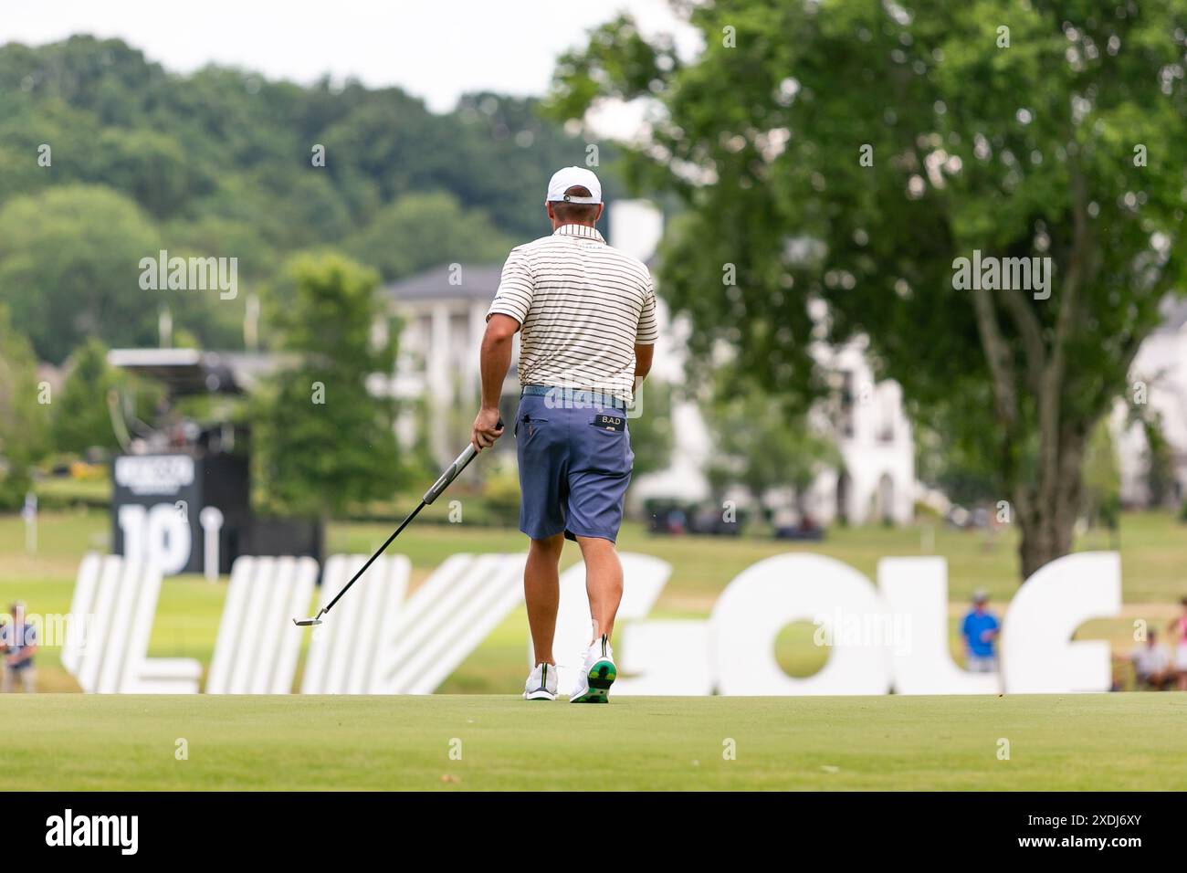 Bryson DeChambeau plays the 13th green on Day 2 of the LIV Golf ...