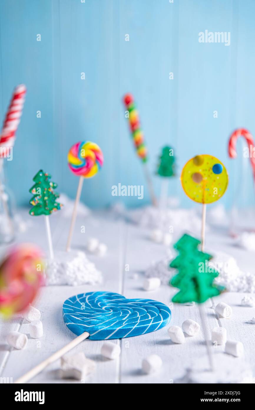 Composition of colorful lollipops. Sweetness, dessert. advertising of ...