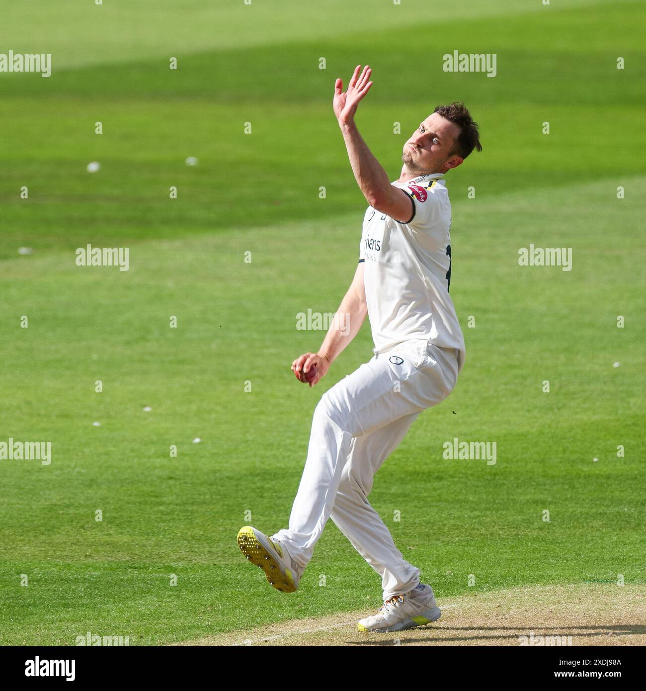 Birmingham, UK. 23rd June, 2024. Ed Barnard in action bowling during ...