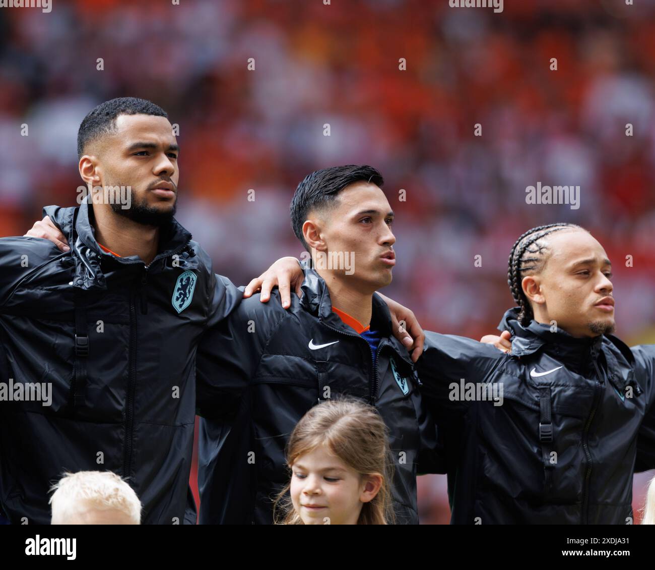 Cody Gakpo, Tijjani Reijnders, Xavi Simons during UEFA Euro 2024 game between national teams of ...