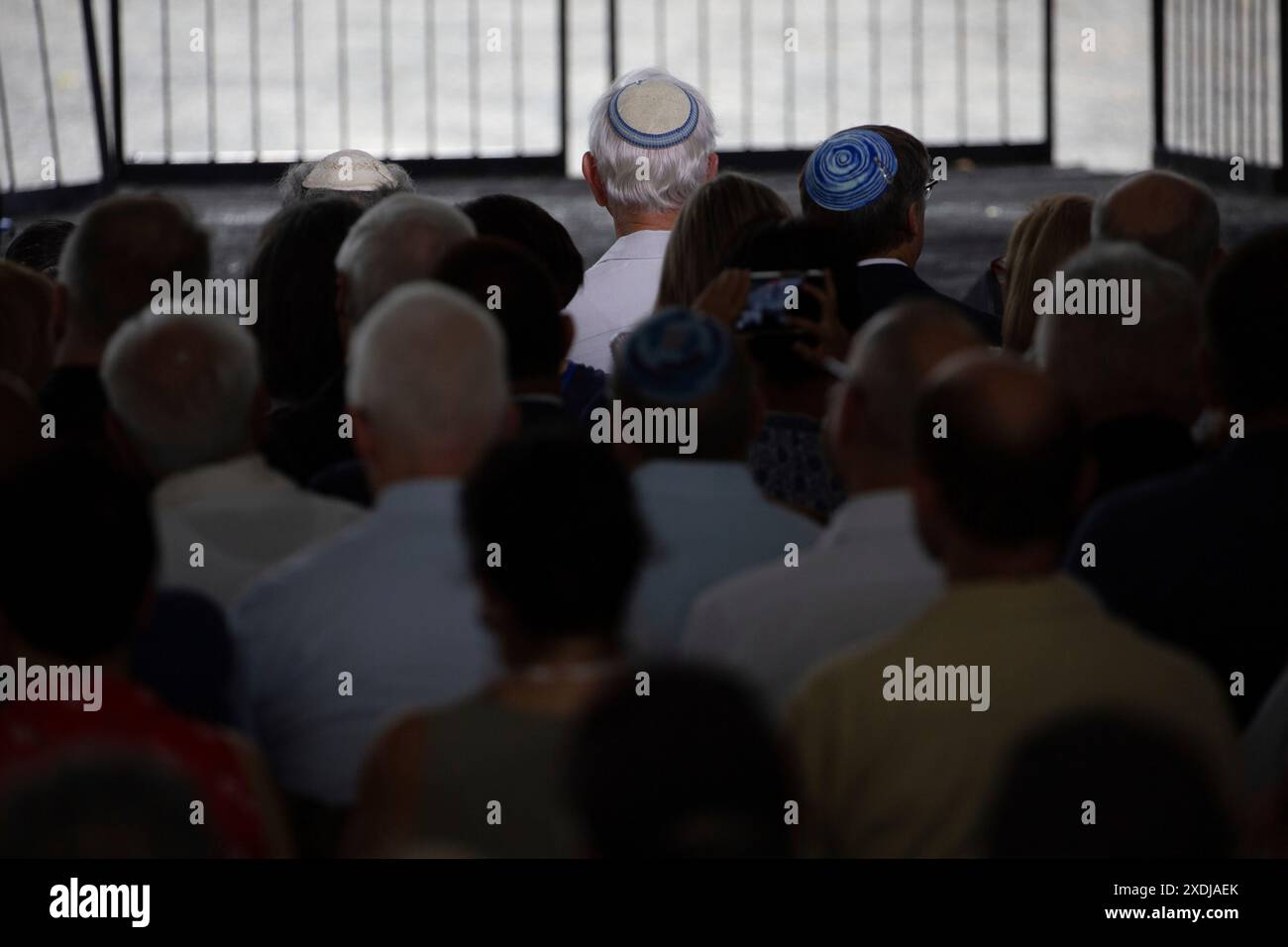 Members of the Jewish community attend the groundbreaking ceremony for ...