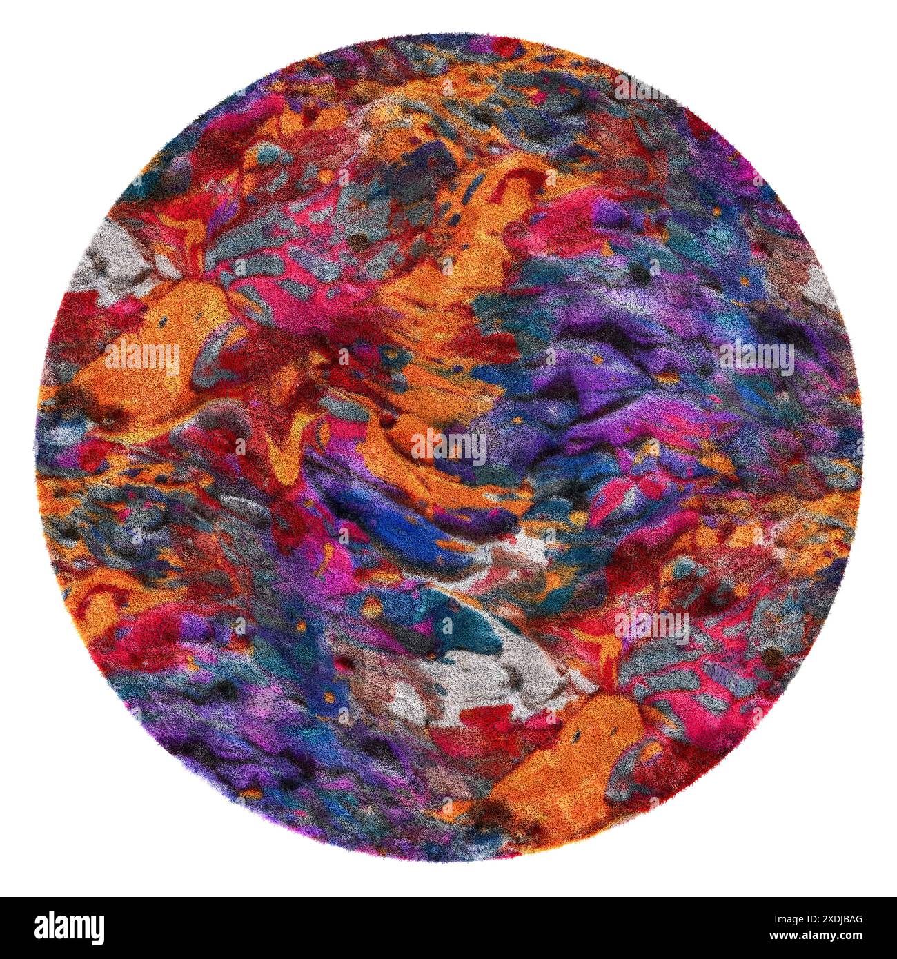 Colorful, vibrant round carpet with detailed texture, perfect for ...