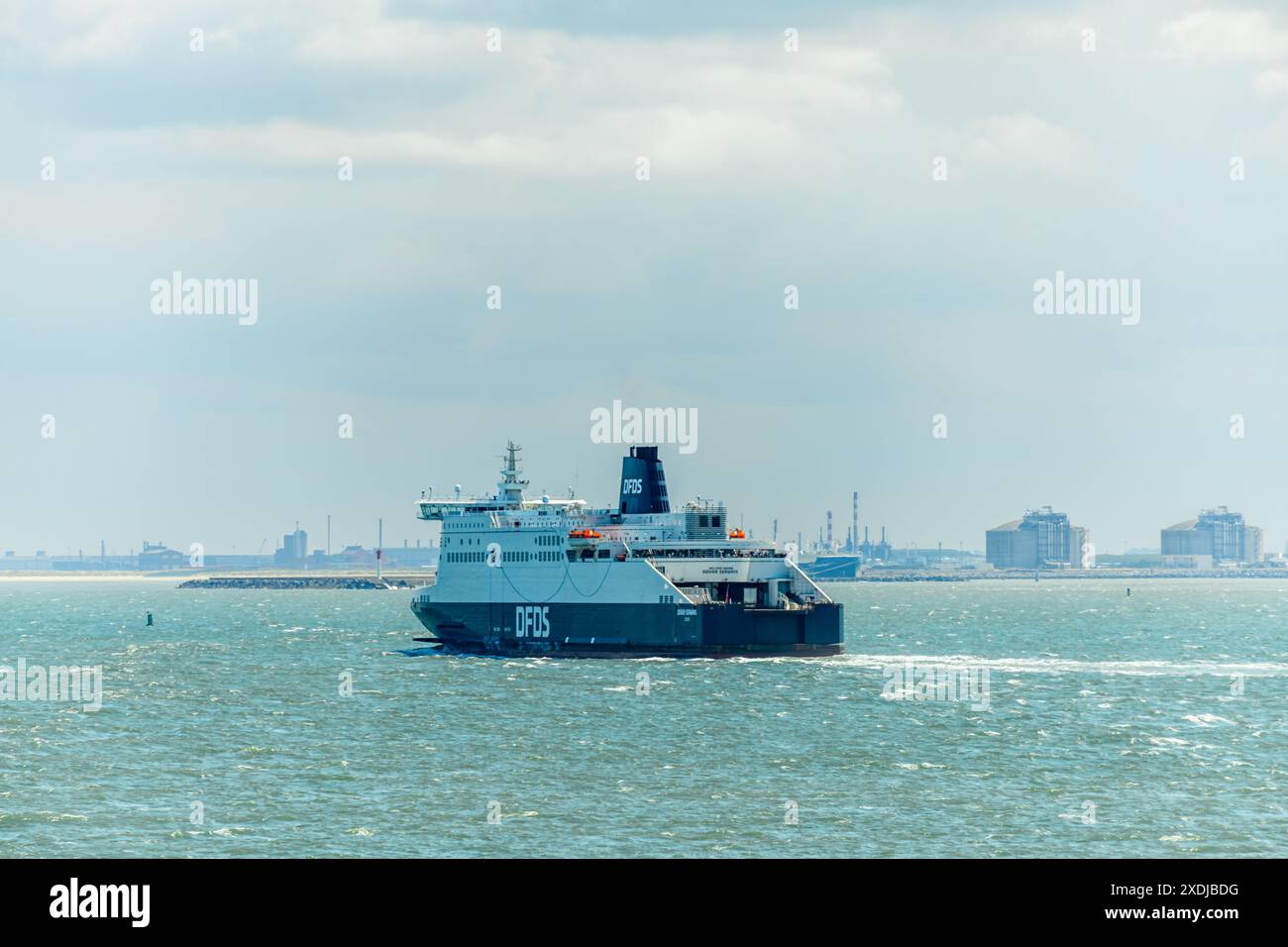 Ferry crossing across the English Channel from the French coast at ...