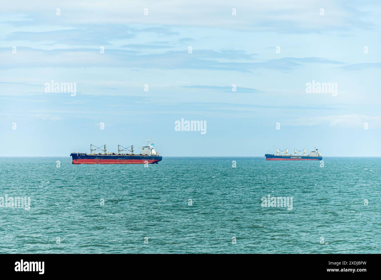 Ferry crossing across the English Channel from the French coast at ...