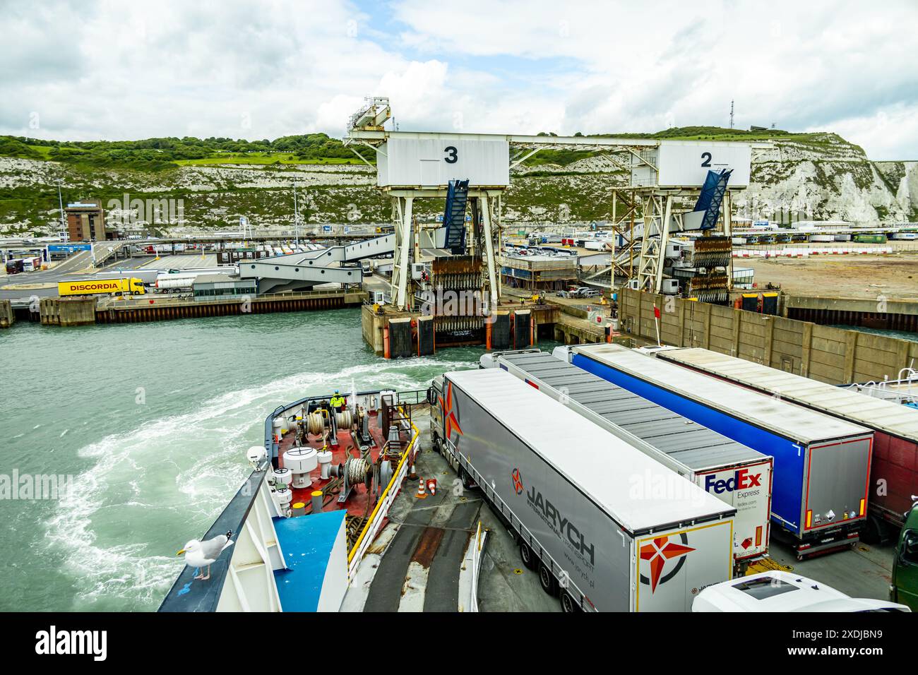Ferry crossing across the English Channel from the French coast at ...