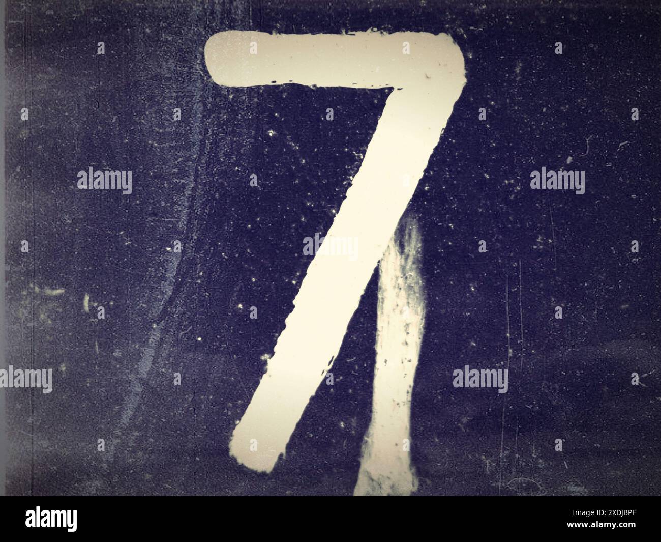 Number seven, White number on a dark background. Old photo Stock Photo ...