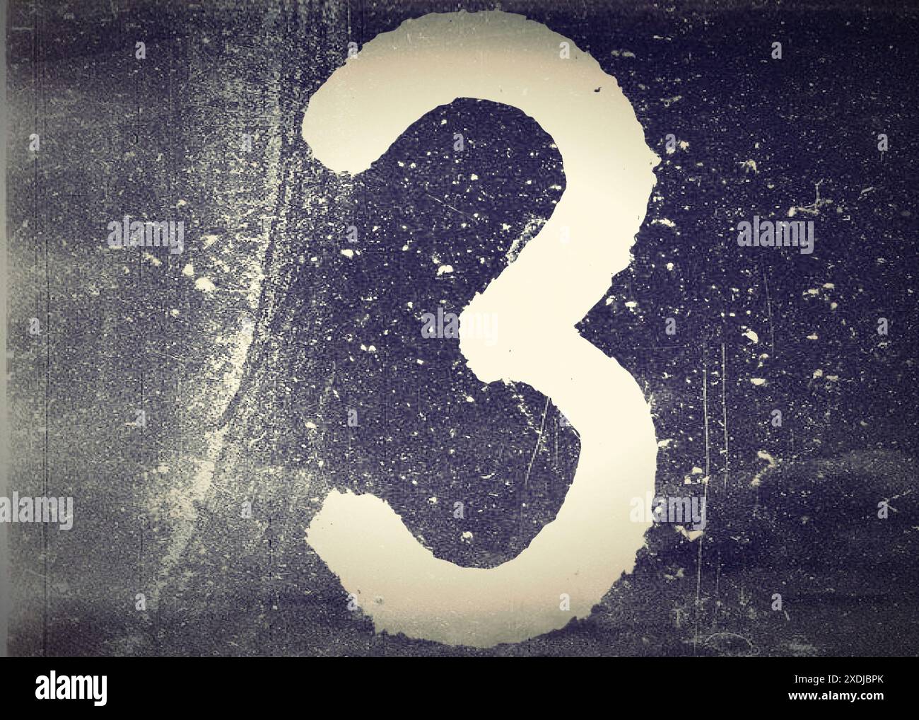 Number three, White number on a dark background. Old photo Stock Photo ...