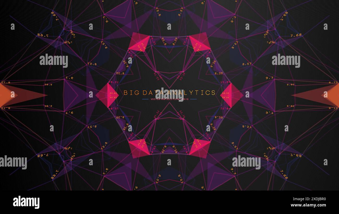 A digital illustration featuring geometric patterns in vibrant colors ...