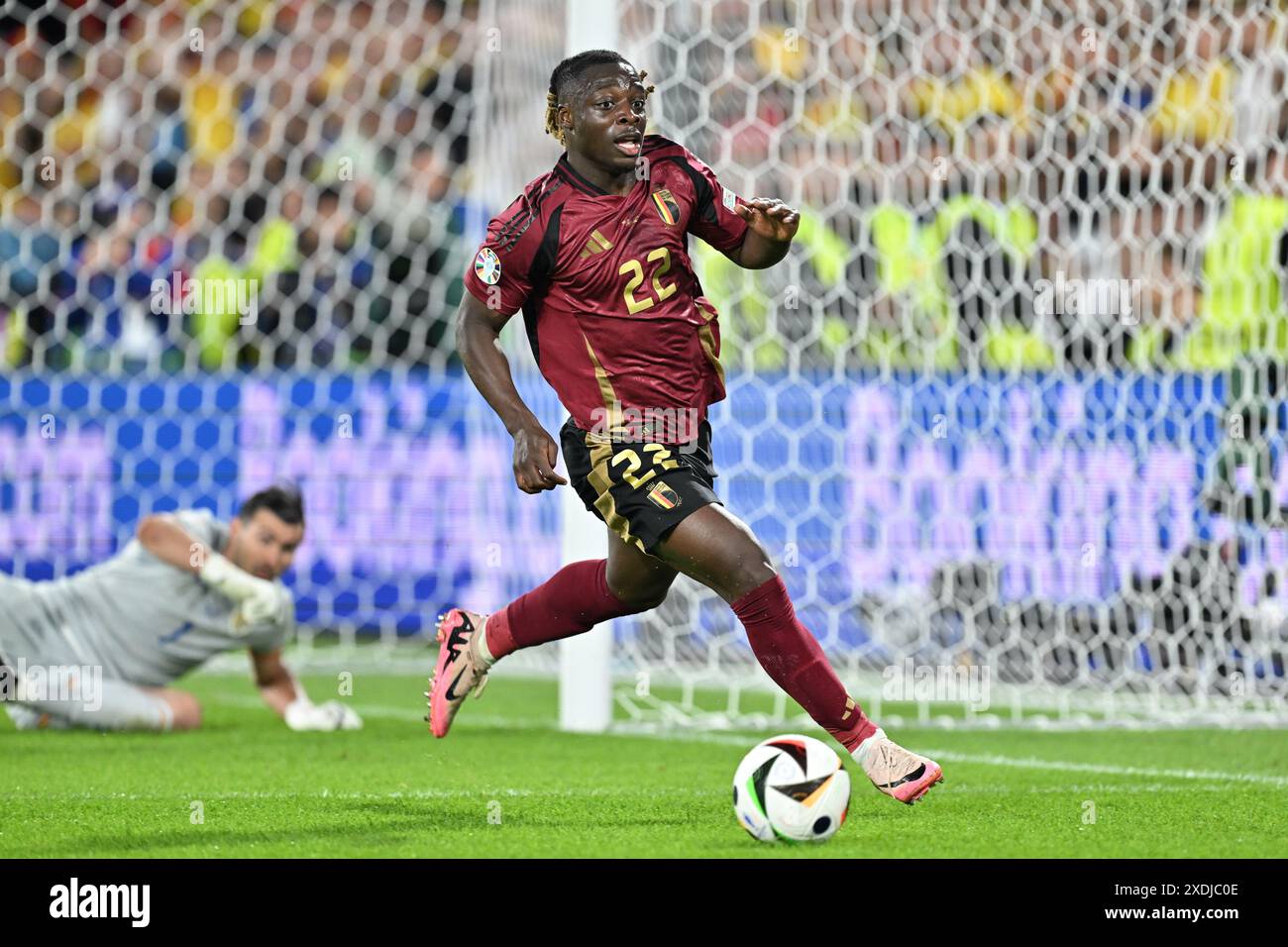 Jeremy Doku (22) of Belgium pictured during a soccer game between the ...