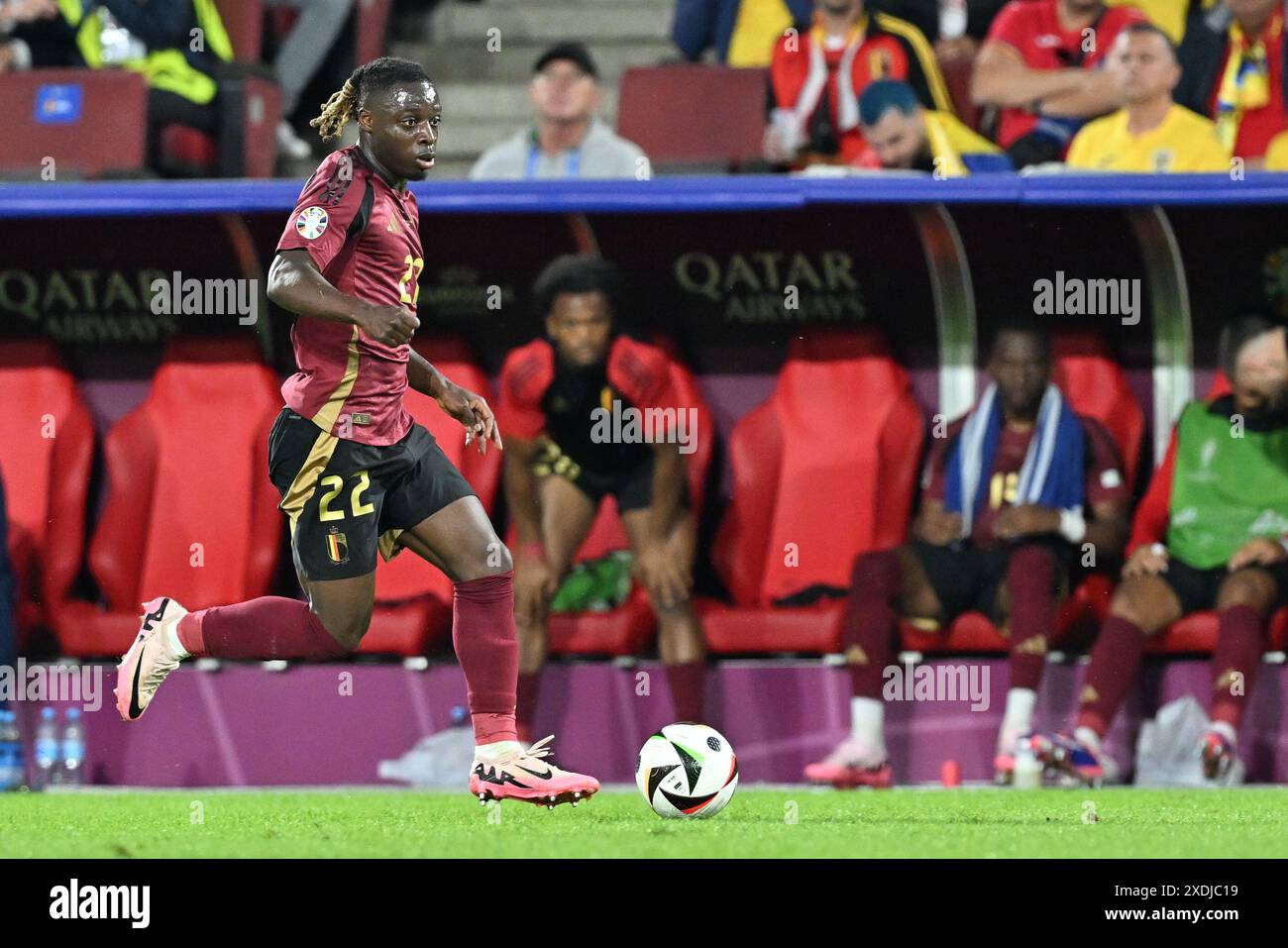 Jeremy Doku (22) of Belgium pictured during a soccer game between the ...
