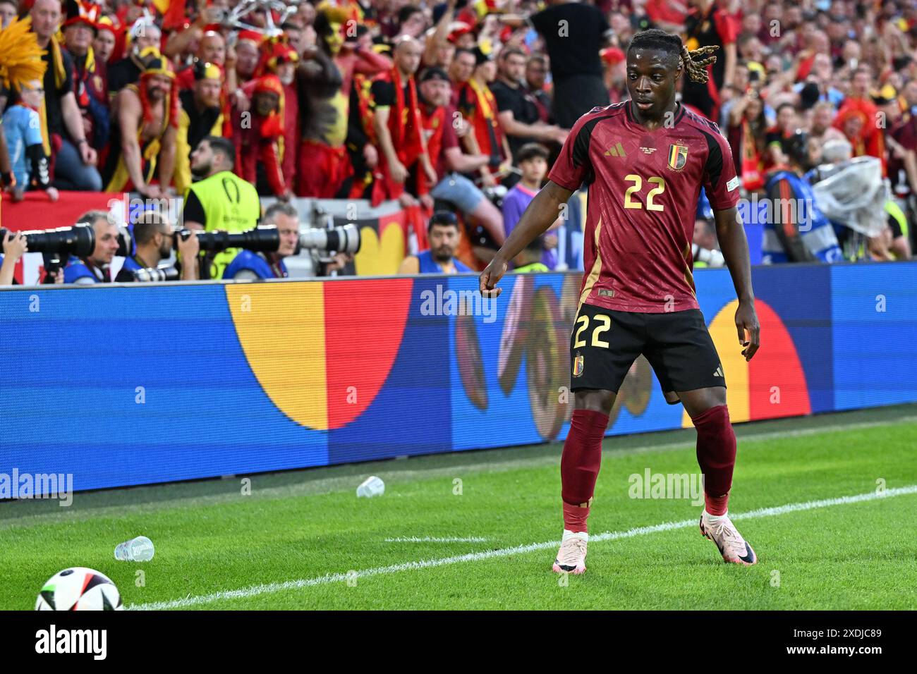 Jeremy Doku (22) of Belgium pictured during a soccer game between the ...