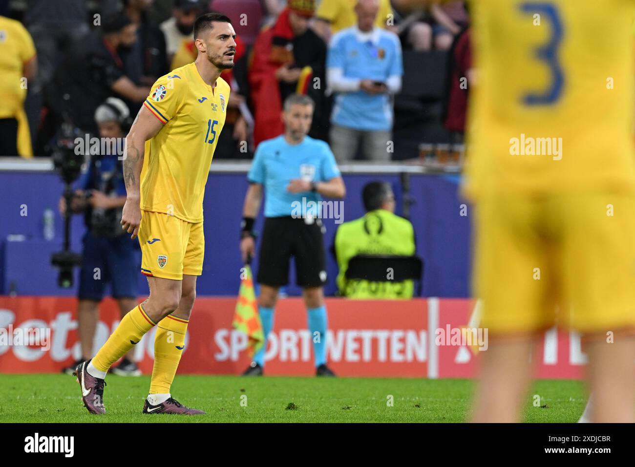 Andrei Burca (15) of Romania pictured during a soccer game between the ...