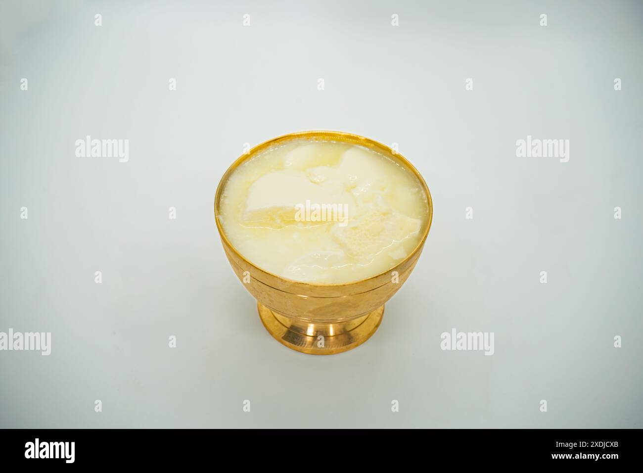 A Copper Bowl filled with Probiotic Yoghurt for Nepali Festival Asaar ...