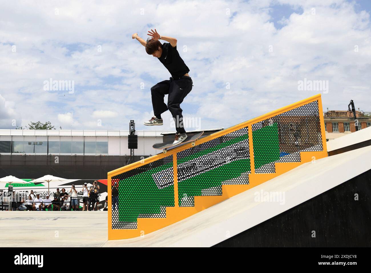 Japanese Yuto Horigome, a gold medalist of the Tokyo Olympics competes ...