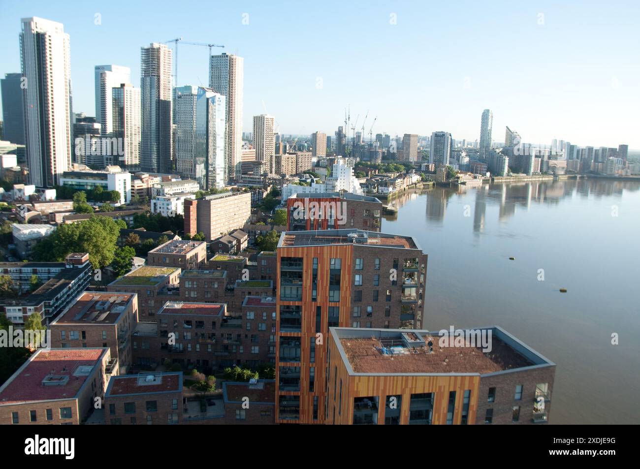 Buildings along the River Thames, Tower Hamlets, London, UK Stock Photo ...