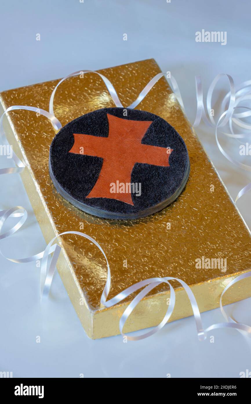 The Christian gift of salvation is depicted as a free gift on gold box ...