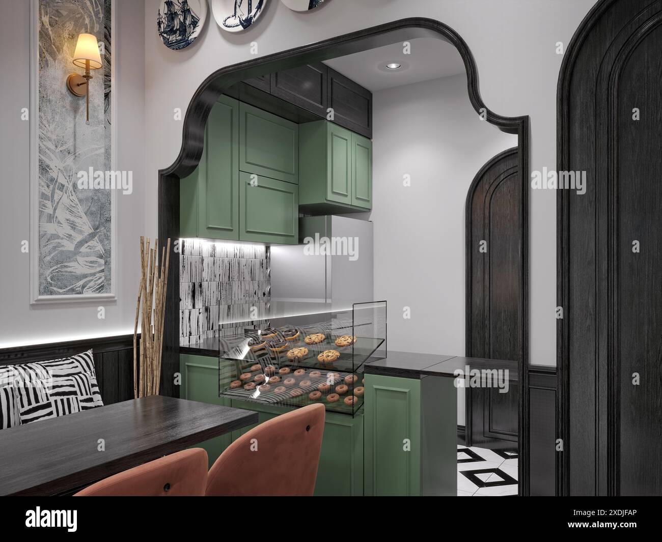 3d render of cafe restaurant interior Stock Photo - Alamy