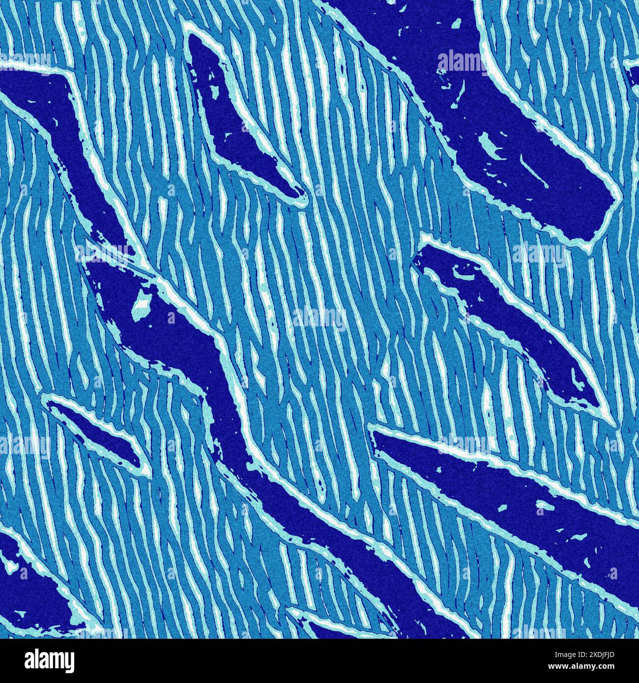 Summer blue dyed wave water pattern with broken linear stripe effect ...