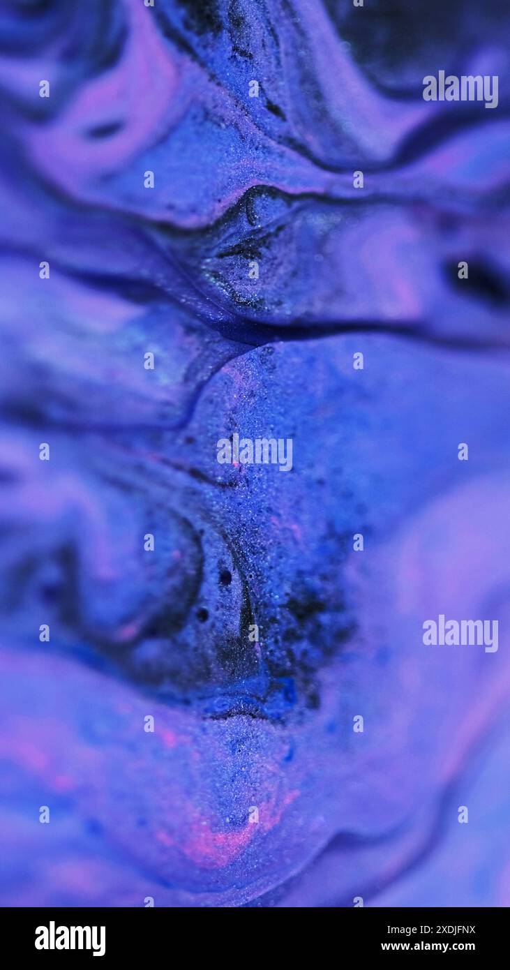Glitter paint spill. Fluid art. Blur purple black color shimmering ...