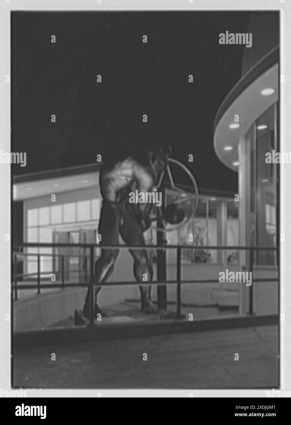 World's Fair, Elgin National Watch Co. Statue detail, night. Gottscho ...