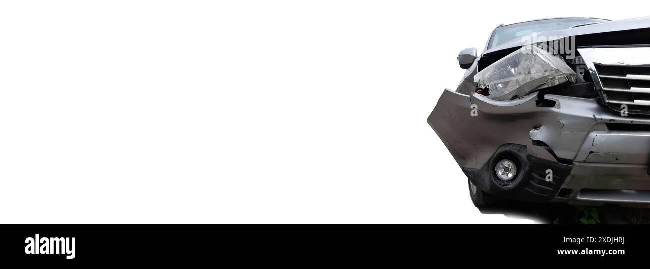 Front End Damage on Car, Copy Space. Web Banner Concept Stock Photo - Alamy