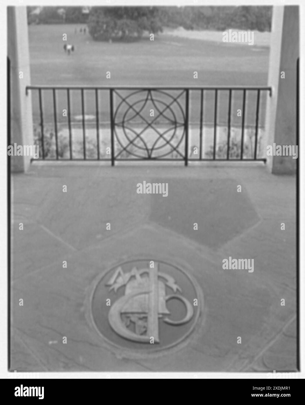 C.W. Post College, Brookville, Long Island. Porch medallion. Gottscho ...