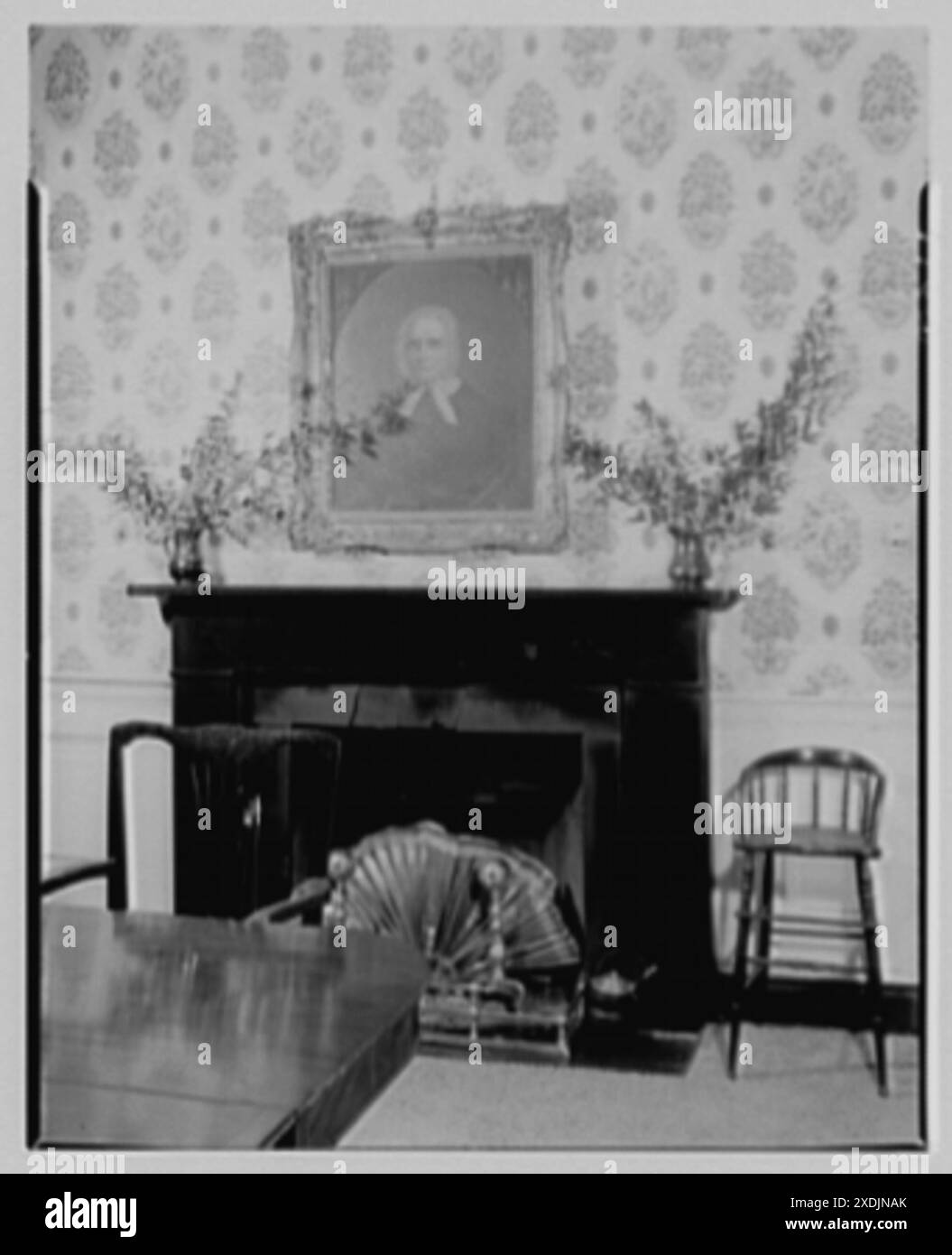 John Tyler, Sherwood Forest, residence in Virginia. Fireplace and ...