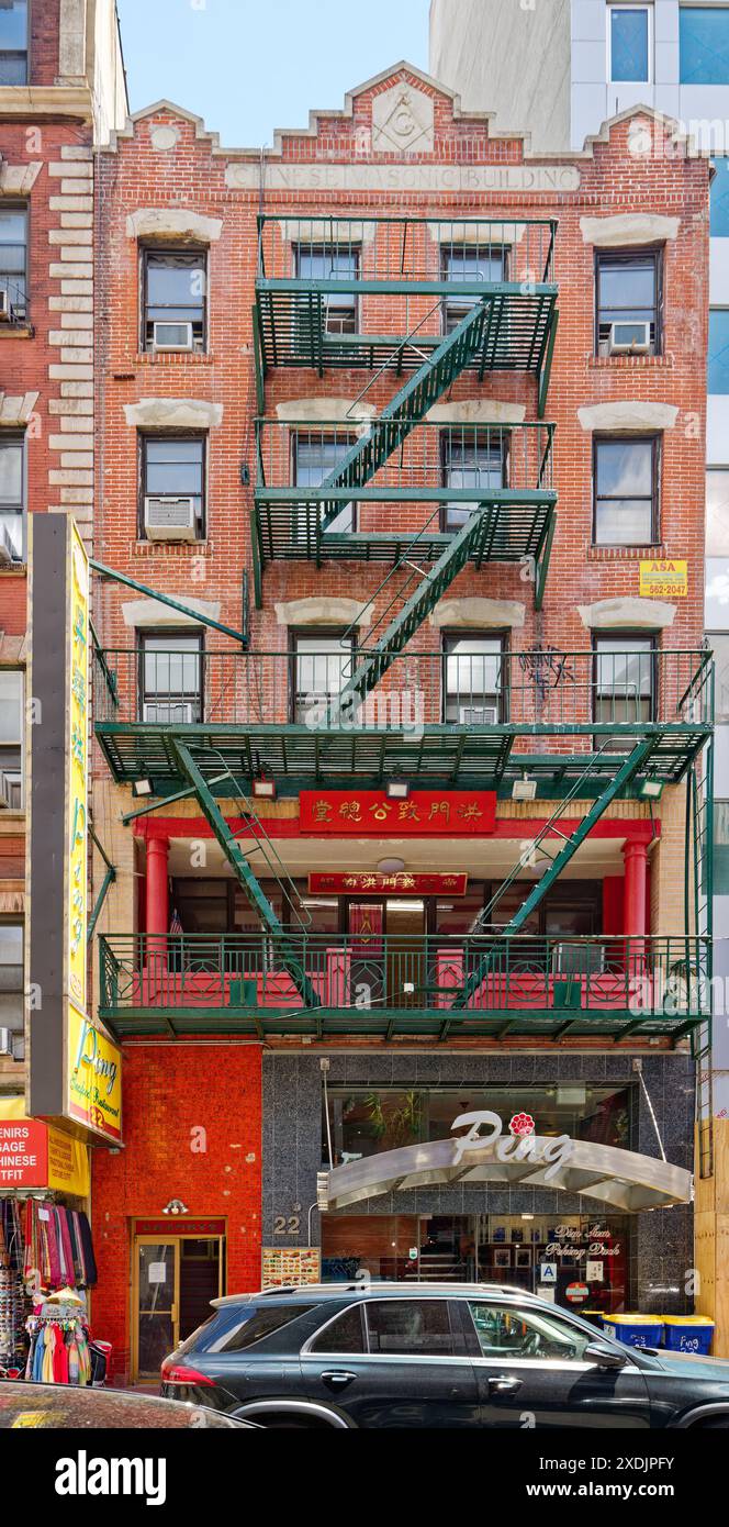 NYC Chinatown: 22 Mott Street, Masonic Building, is a six-story brick ...