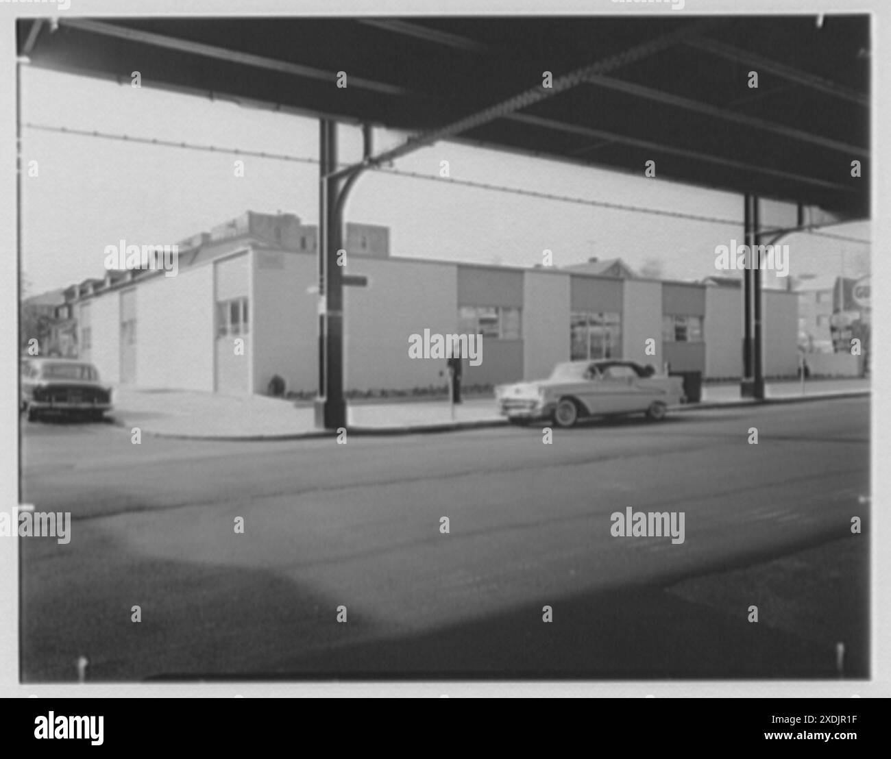 Social Security Building. General view, from below elevated structure ...