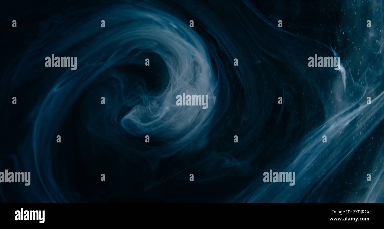 Smoke swirl. Ink water vortex. Blur blue black glowing particles ...